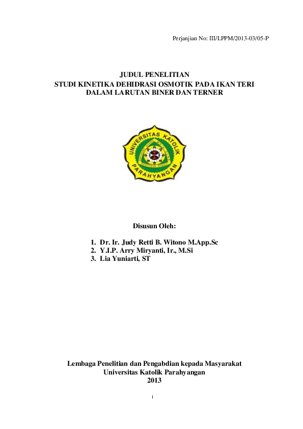 (PDF) Studi Kinetika Dehidrasi Osmotik Pada Ikan Teri Dalam Larutan ...