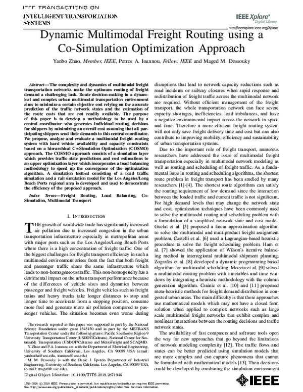 (PDF) Dynamic Multimodal Freight Routing Using a Co-Simulation Optimization Approach