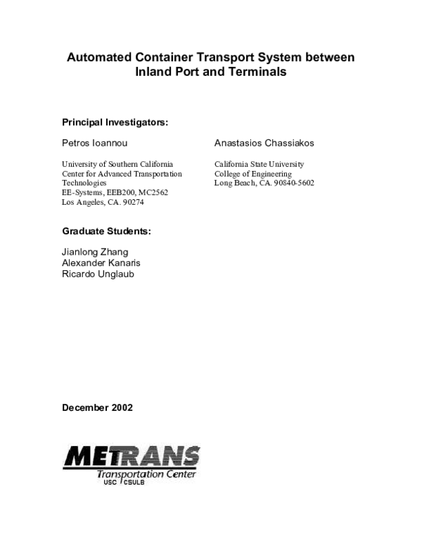 Pdf Automated Container Transport System Between Inland Port And Terminals