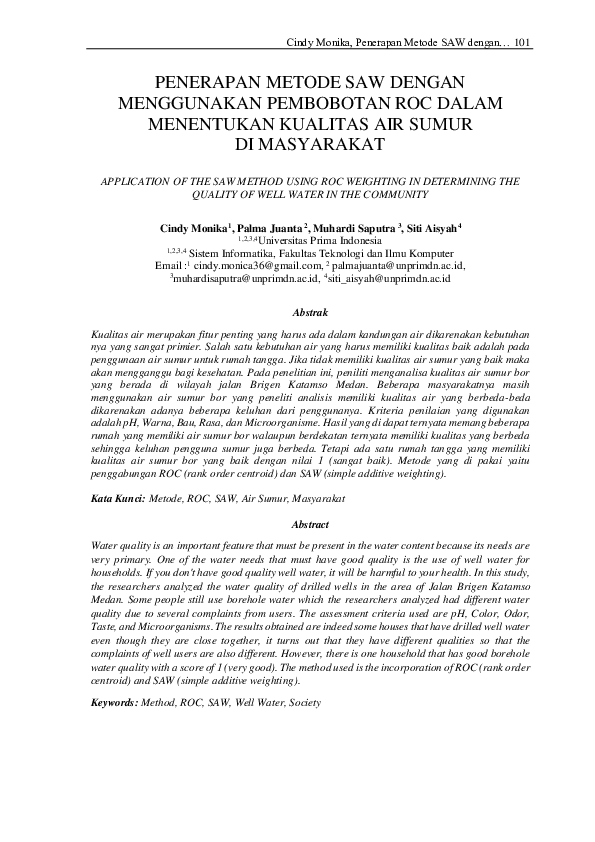 (PDF) Penerapan Metode Saw Dengan Menggunakan Pembobotan Roc Dalam ...