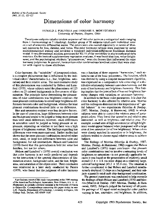 (PDF) Dimensions of color harmony