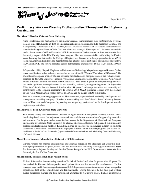 (PDF) Preliminary Work on Weaving Professionalism Throughout the ...