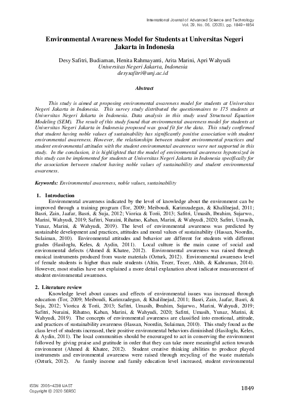 (PDF) Environmental Awareness Model for Students at Universitas Negeri ...