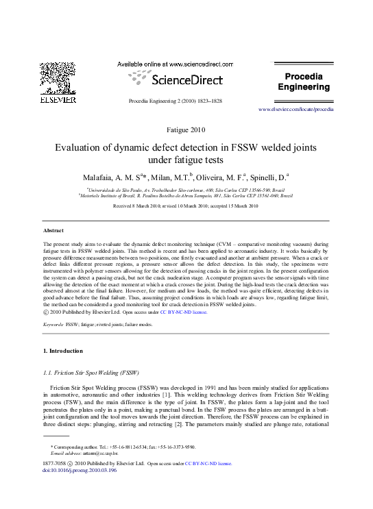 Pdf Evaluation Of Dynamic Defect Detection In Fssw Welded Joints Under Fatigue Tests Artur