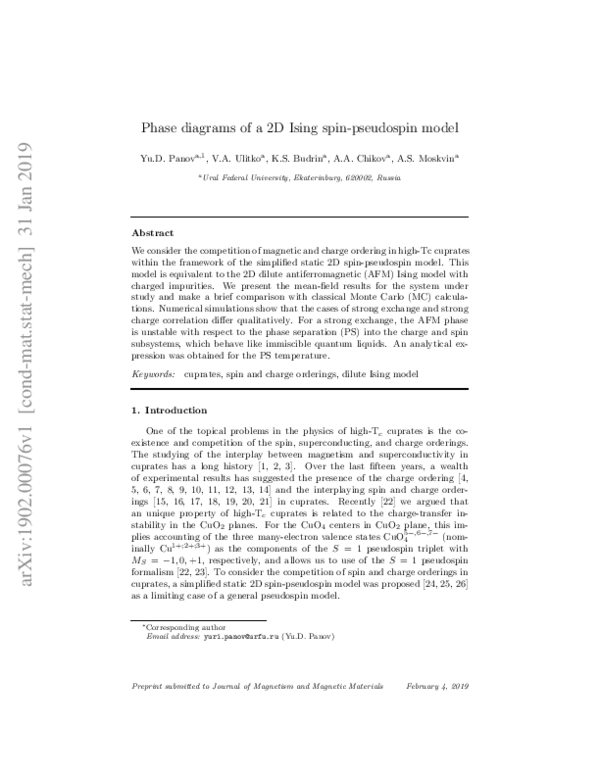 (PDF) Phase diagrams of a 2D Ising spin-pseudospin model
