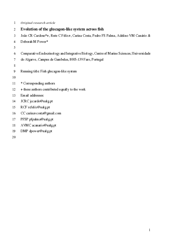 (PDF) Evolution of the glucagon-like system across fish | Deborah Power ...