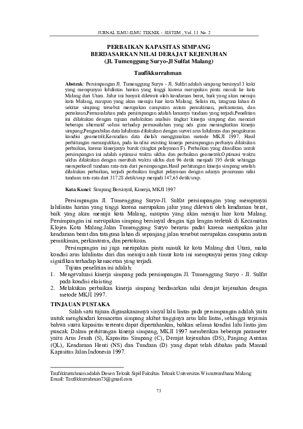 (PDF) Perbaikan Kapasitas Simpang