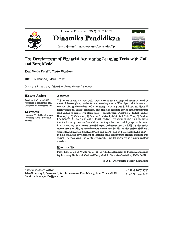 (PDF) The Development of Financial Accounting Learning Tools with Gall ...