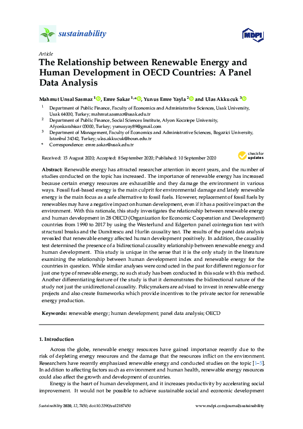 The Relationship between Renewable Energy and Human Development in OECD ...