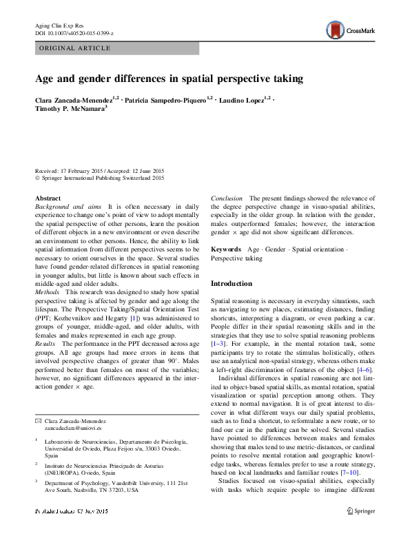 (PDF) Age and gender differences in spatial perspective taking