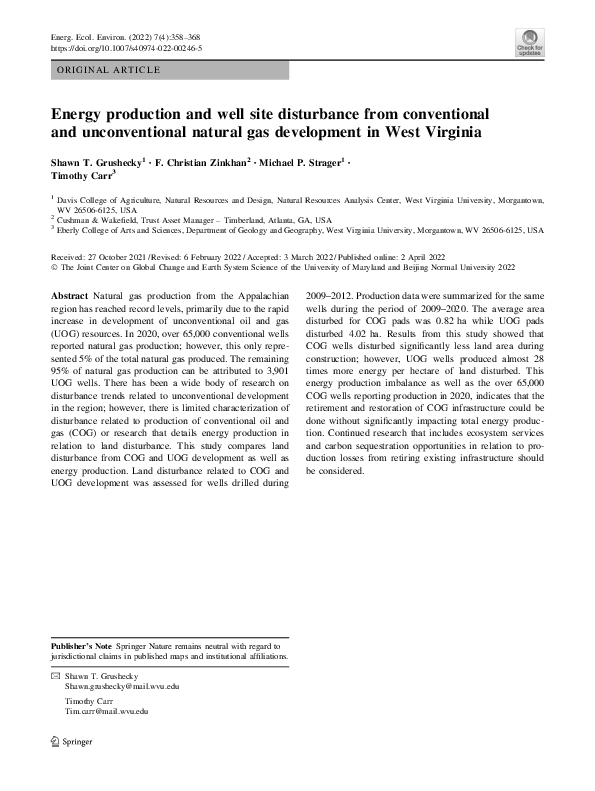 (PDF) Energy production and well site disturbance from conventional and ...