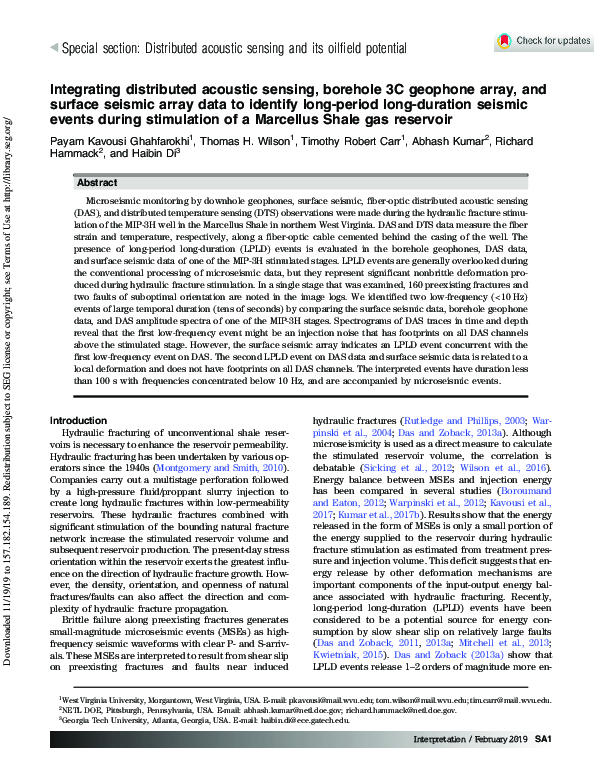 (PDF) Integrating Distributed Acoustic Sensing (DAS), Borehole 3C Geophone Array, and Surface ...