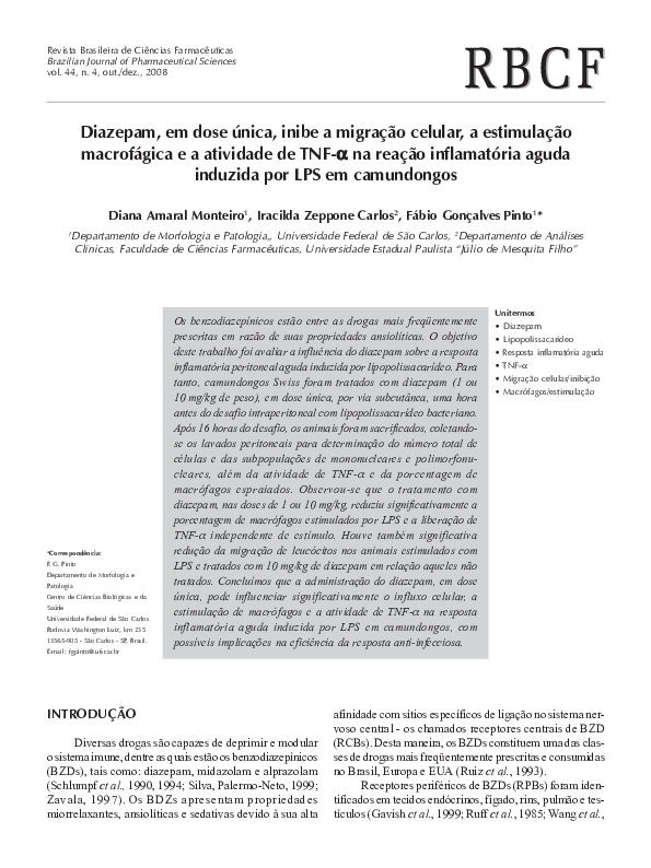 (PDF) Diazepam, em dose única, inibe a migração celular, a estimulação ...