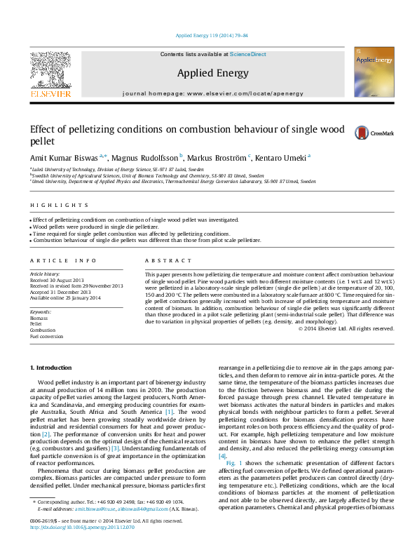(PDF) Effect of pelletizing conditions on combustion behaviour of ...