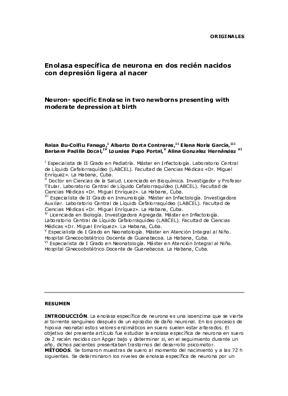 (PDF) Enolasa específica de neurona en dos recién nacidos con depresión ...