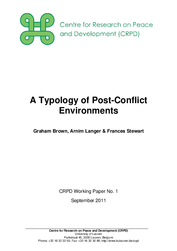 (PDF) A Typology of Post-Conflict Environments