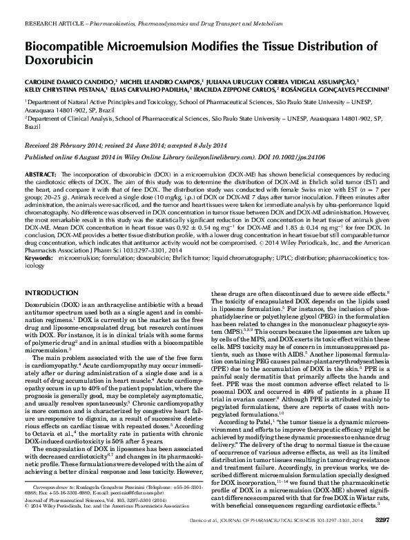 (PDF) Biocompatible Microemulsion Modifies the Tissue Distribution of ...