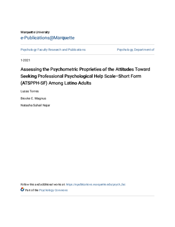 (PDF) Assessing the Psychometric Proprieties of the Attitudes Toward Seeking Professional ...