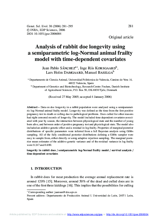 (PDF) Analysis of rabbit doe longevity using a semiparametric log ...