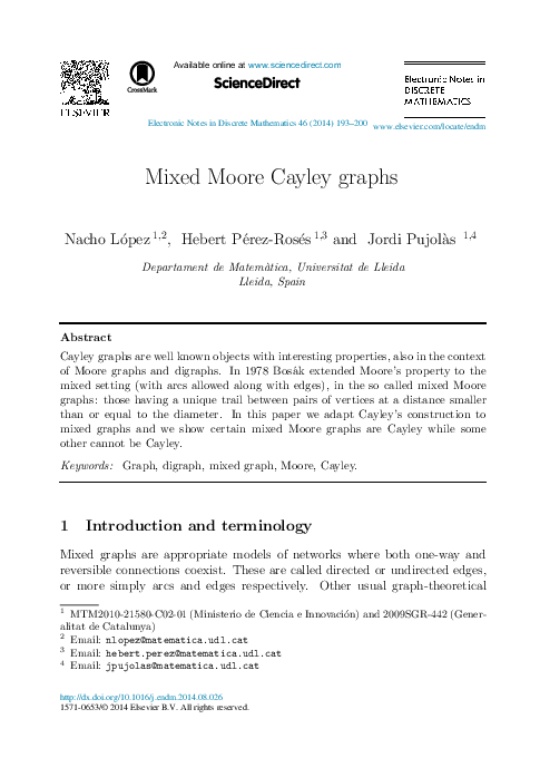 (PDF) Mixed Moore Cayley graphs
