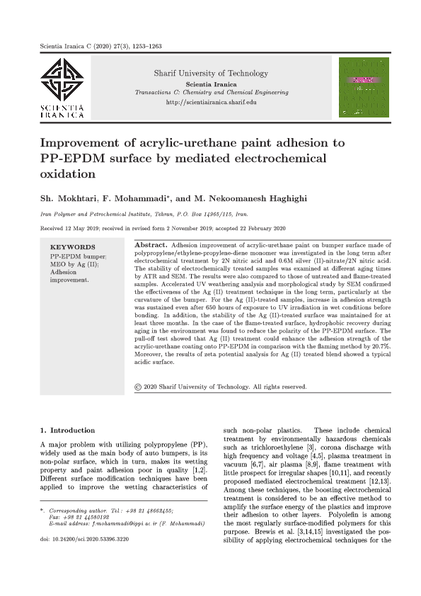 (PDF) Improvement of acrylic-urethane paint adhesion to PP-EPDM surface ...