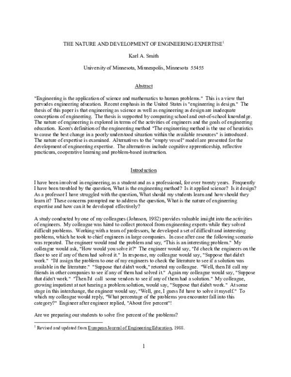 (PDF) The Nature and Development of Engineering Expertise