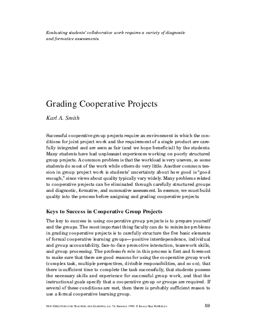 (PDF) Grading Cooperative Projects