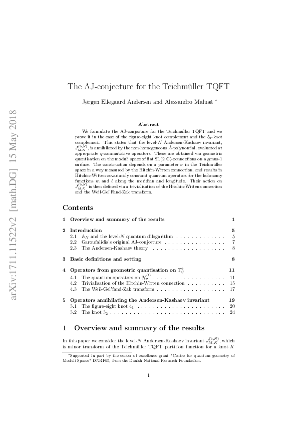 (PDF) The AJ-conjecture for the Teichm\"uller TQFT
