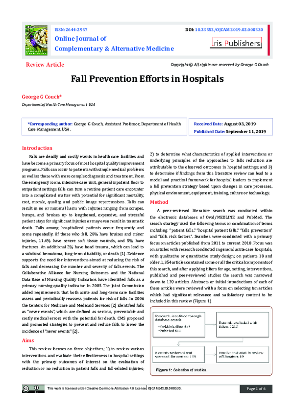 (PDF) Fall Prevention in Hospitals