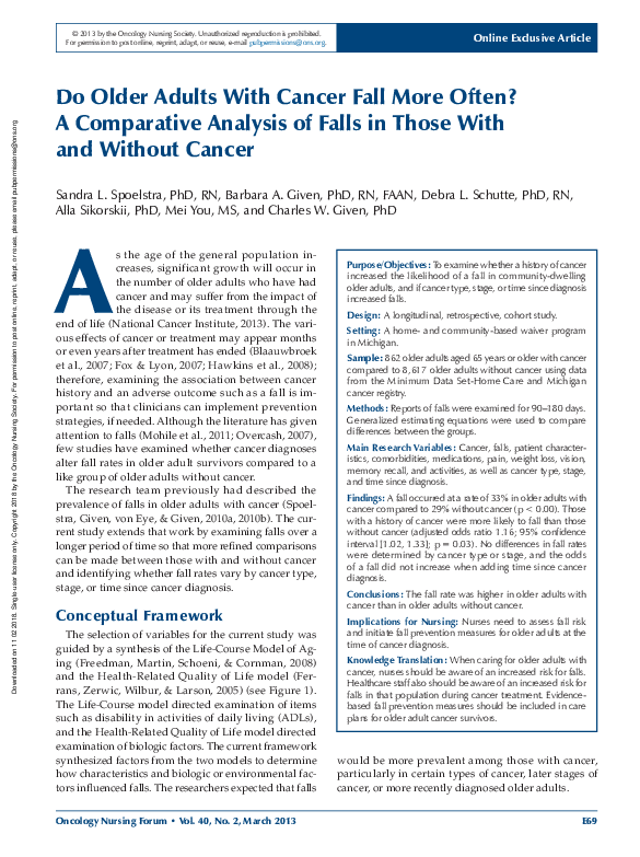 (PDF) Do Older Adults With Cancer Fall More Often? A Comparative ...