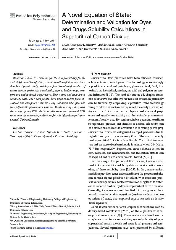 (PDF) A Novel Equation of State: Determination and Validation for Dyes ...