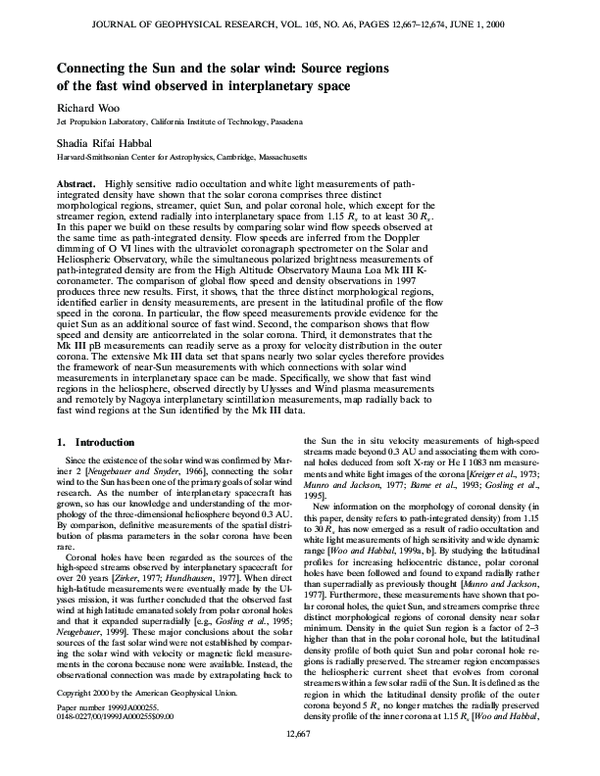 (PDF) Connecting the Sun and the solar wind: Source regions of the fast ...