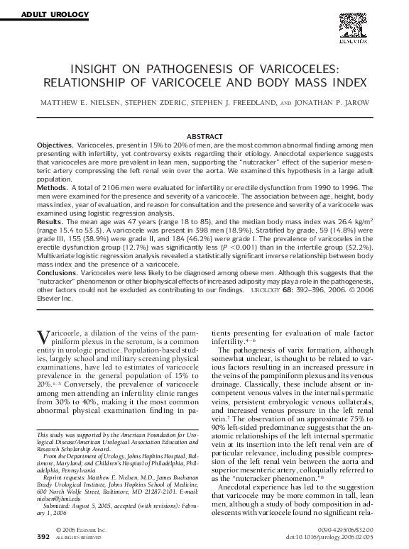 (PDF) Insight on pathogenesis of varicoceles: Relationship of ...