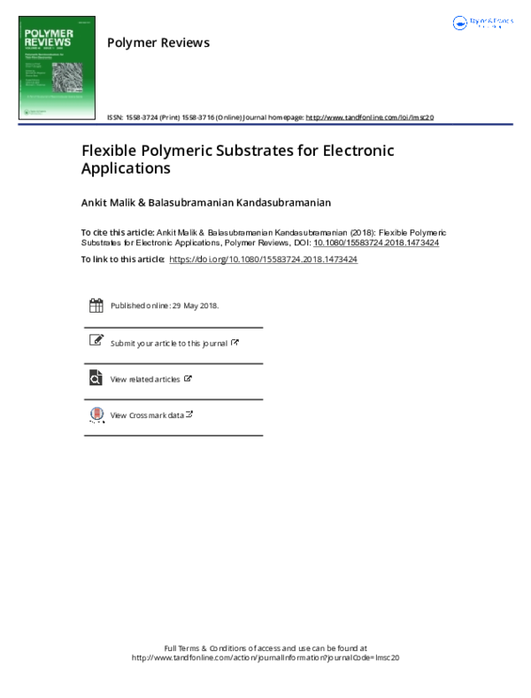 (PDF) Flexible Polymeric Substrates for Electronic Applications