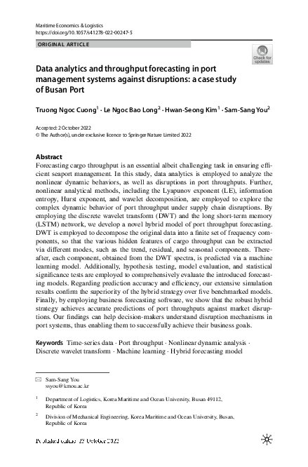 Pdf Data Analytics And Throughput Forecasting In Port Management