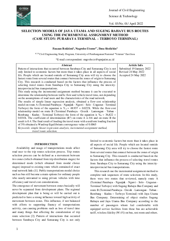 (PDF) Selection Models of the Jaya Utama and Sugeng Rahayu Bus Routes ...