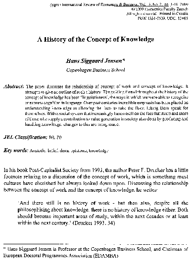 (PDF) A History of the Concept of Knowledge