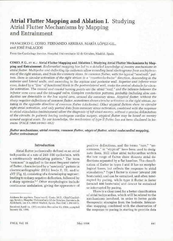 (PDF) Atrial Flutter Mapping and Ablation I