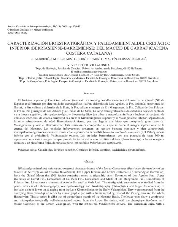 (PDF) Caracterización bioestratigráfica y paleoambiental del Cretácico ...