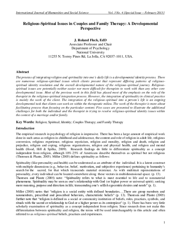 (PDF) Religious-Spiritual Issues in Couples and Family Therapy: A ...