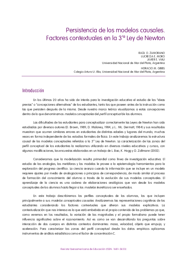 (PDF) Persistencia de los modelos causales. Factores contextuales en la ...