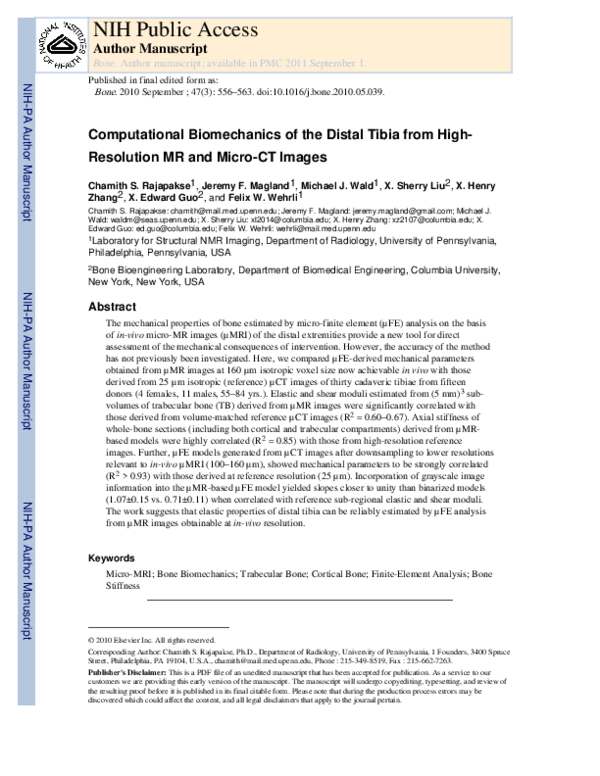 (PDF) Computational biomechanics of the distal tibia from high ...