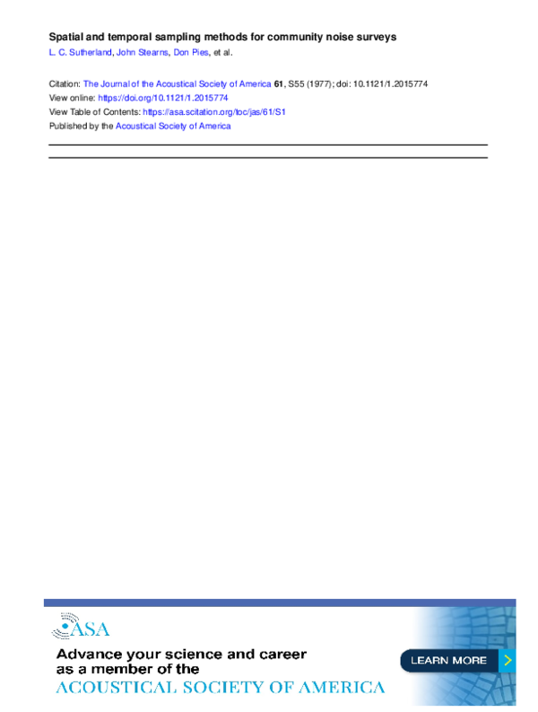 (PDF) Spatial and temporal sampling methods for community noise surveys