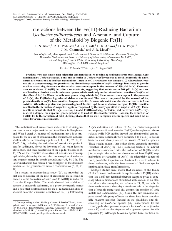 (PDF) Interactions between the Fe(III)-Reducing Bacterium Geobacter ...