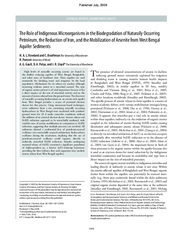 (PDF) The Role of Indigenous Microorganisms in the Biodegradation of ...