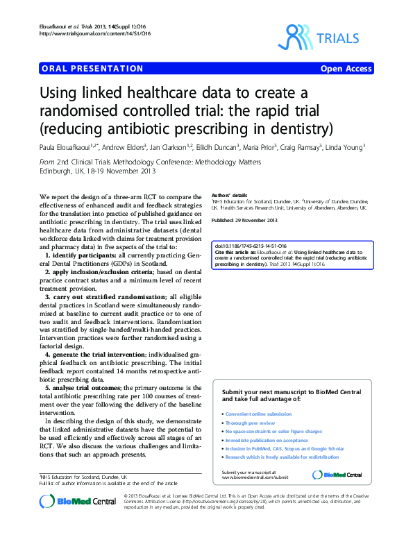 (PDF) Using linked healthcare data to create a randomised controlled ...