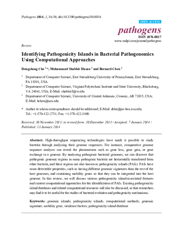 (PDF) Identifying Pathogenicity Islands in Bacterial Pathogenomics ...