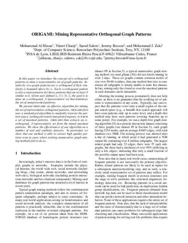 Pdf Origami Mining Representative Orthogonal Graph Patterns
