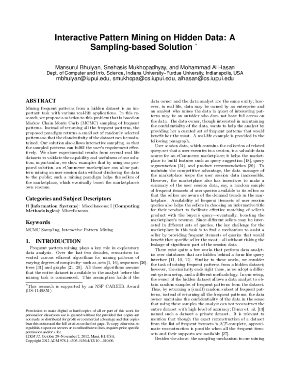 Pdf Interactive Pattern Mining On Hidden Data Mohammad Maruf Hasan 1817