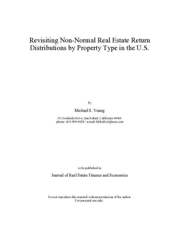 (PDF) Revisiting Non-normal Real Estate Return Distributions by ...